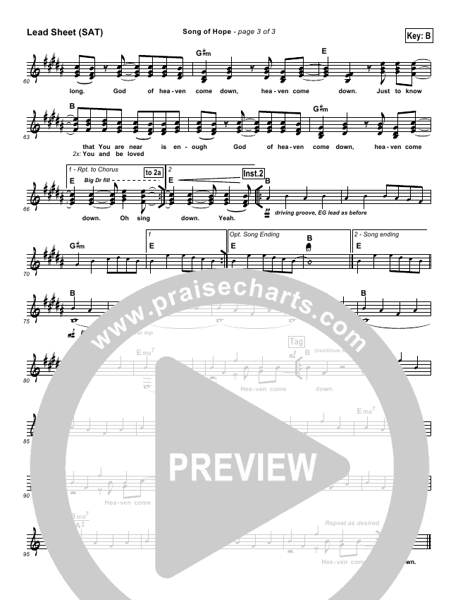 Song Of Hope Sheet Music (Robbie Seay) - PraiseCharts