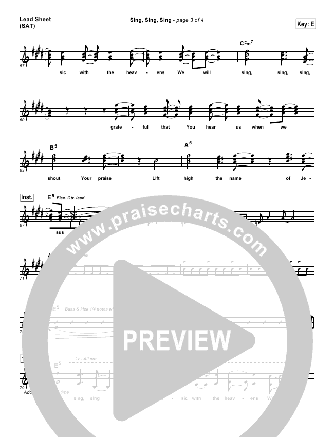 Sing Sing Sing Sheet Music PDF (Chris Tomlin / Passion) - PraiseCharts