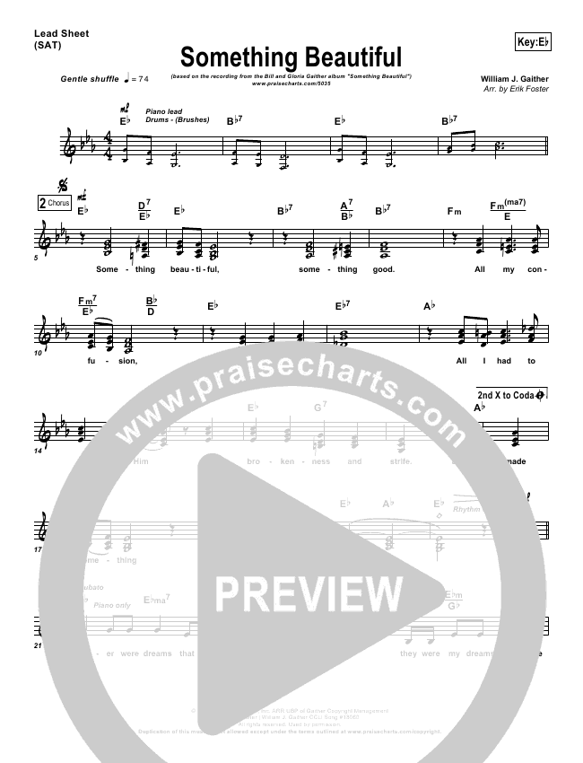 Something Beautiful Sheet Music PDF (Bill Gaither / Gloria Gaither ...
