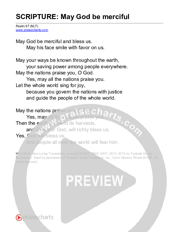 May God Be Merciful (Psalm 67) Sheet Music PDF (Scripture) - PraiseCharts