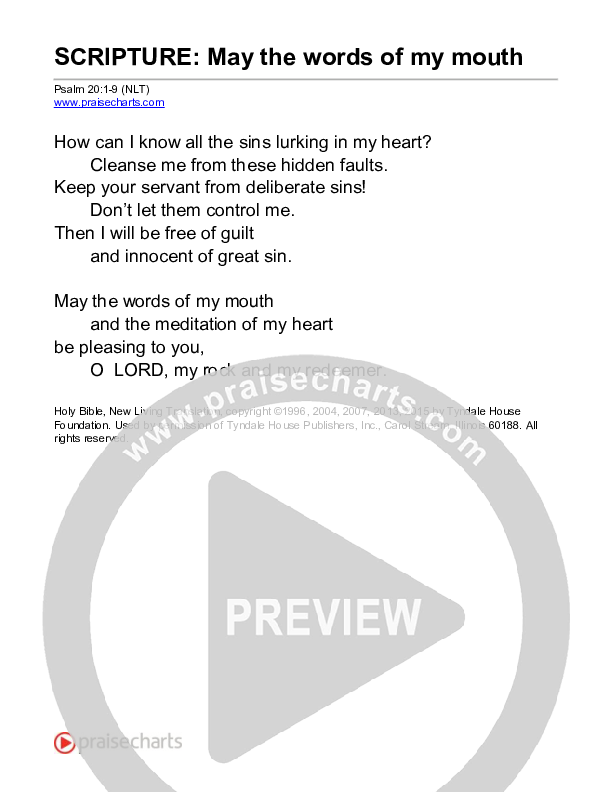 May The Words Of My Mouth (Psalm 20) Sheet Music PDF (Scripture ...