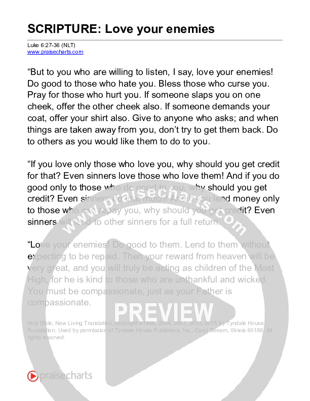 Love Your Enemies (Luke 6) Sheet Music PDF (Scripture) - PraiseCharts