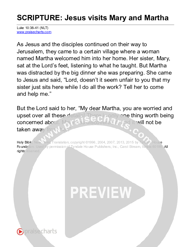 Jesus Visits Mary And Martha (Luke 10) Sheet Music PDF (Scripture ...