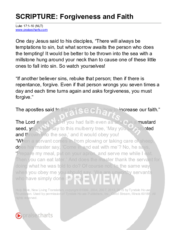 Forgiveness And Faith (Luke 17) Sheet Music PDF (Scripture) - PraiseCharts