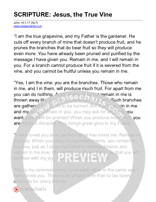 Jesus, The True Vine (John 15) Sheet Music PDF (Scripture) - PraiseCharts