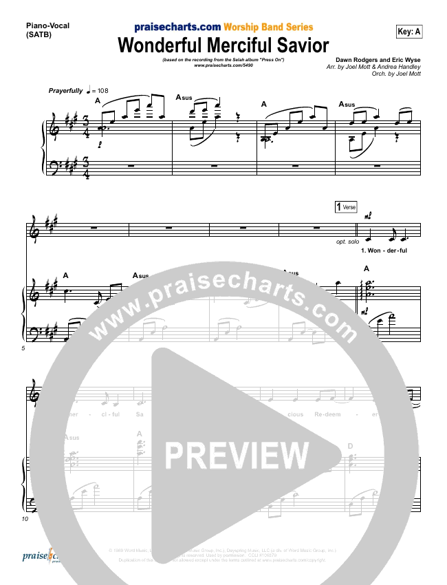 Wonderful Merciful Savior Sheet Music (Selah) - PraiseCharts