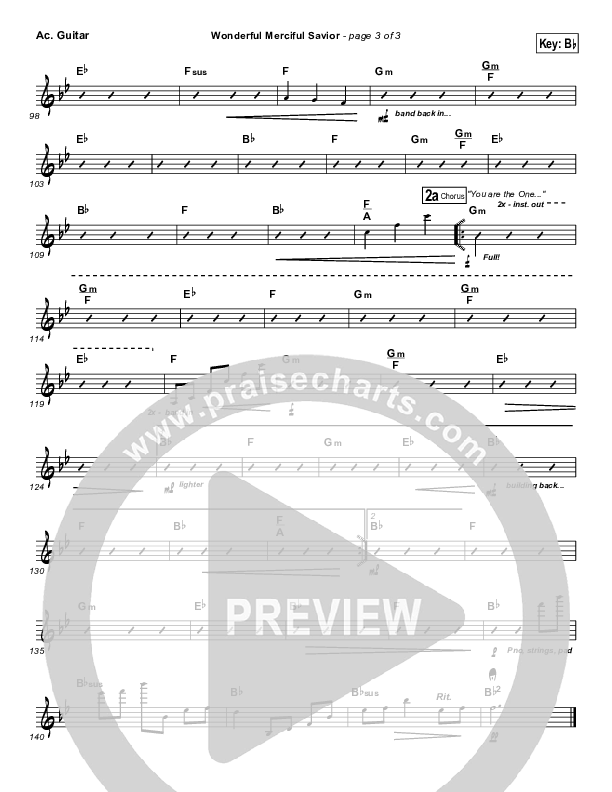 Wonderful Merciful Savior Acoustic Guitar Sheet Music PDF (Selah ...