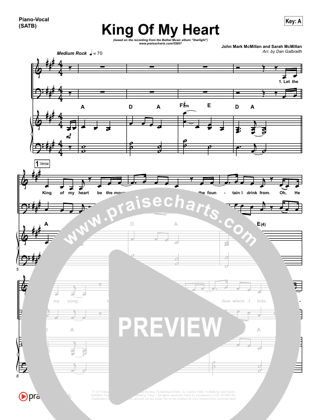 King Of My Heart Sheet Music PDF (Bethel Music) - PraiseCharts