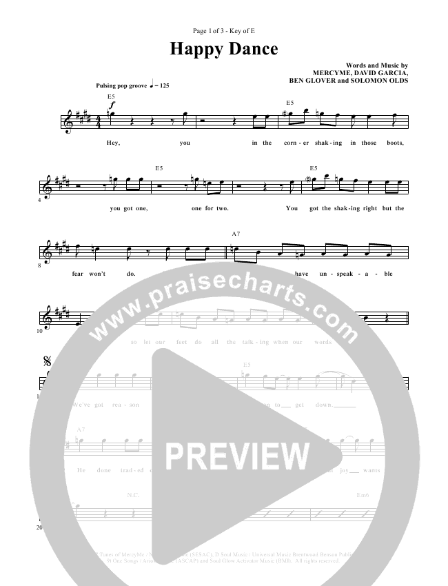 Happy Dance Sheet Music (MercyMe) - PraiseCharts