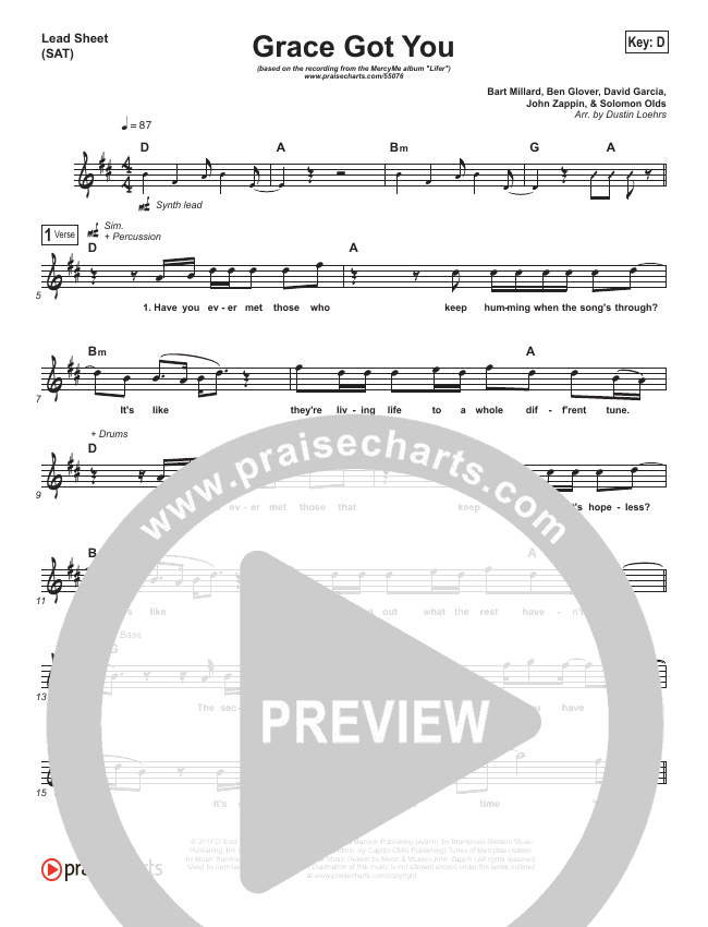 Grace Got You Sheet Music PDF (MercyMe) - PraiseCharts