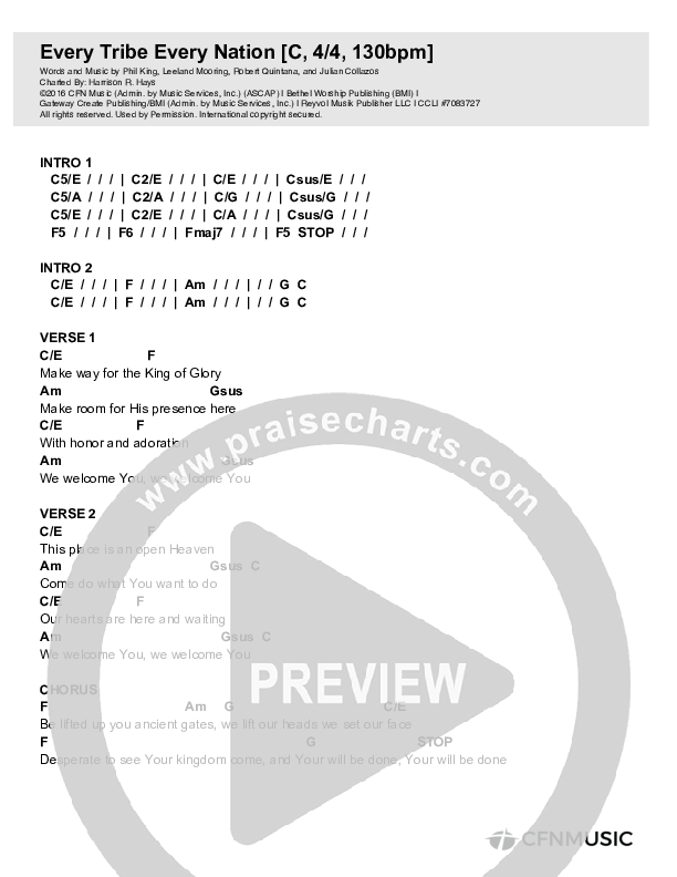 Every Tribe Every Nation Chords PDF (Christ For The Nations / Phil King) - PraiseCharts