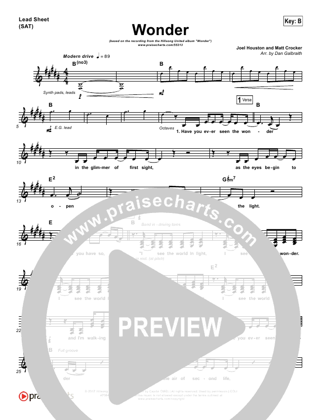 Wonder Sheet Music PDF (Hillsong UNITED) - PraiseCharts