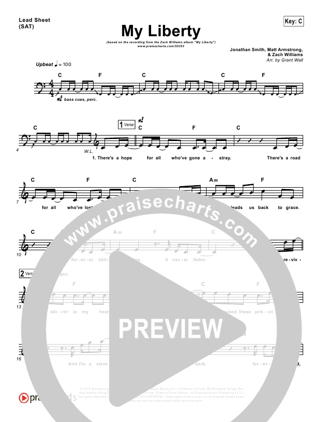 My Liberty Sheet Music PDF (Zach Williams) - PraiseCharts