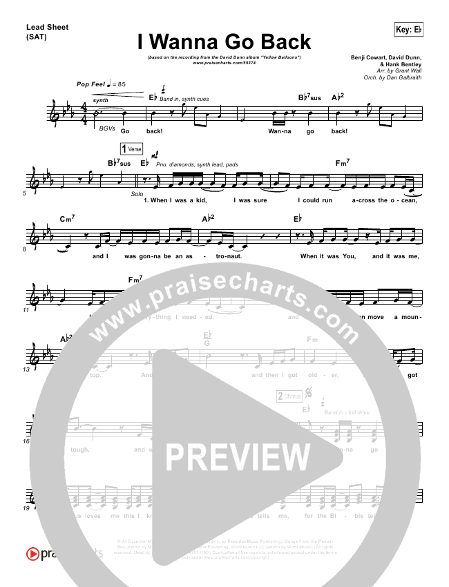 I Wanna Go Back Sheet Music PDF (David Dunn) - PraiseCharts