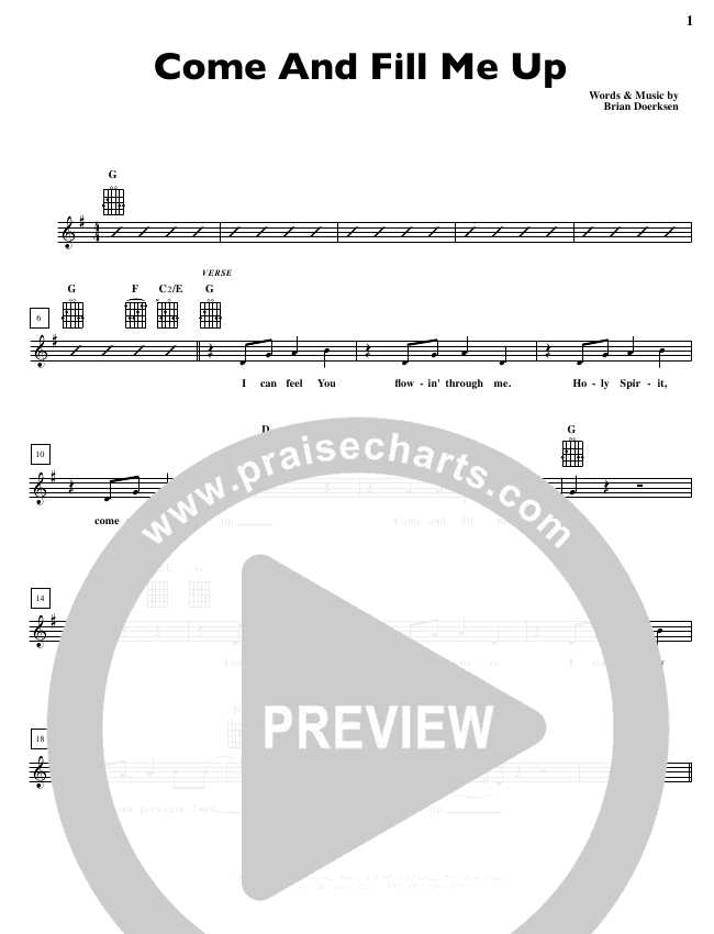 Come And Fill Me Up Sheet Music (Brian Doerksen) - PraiseCharts