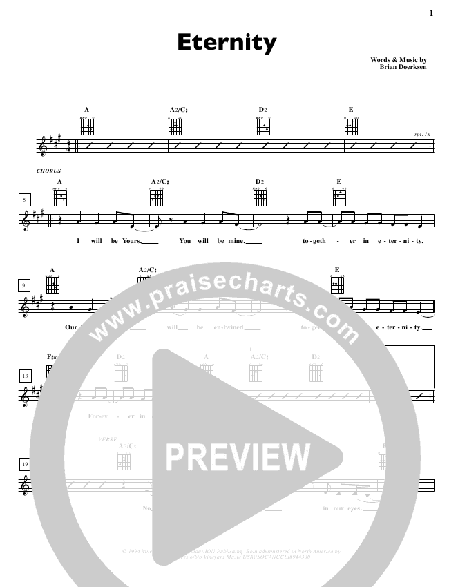 Eternity Sheet Music (Brian Doerksen) - PraiseCharts