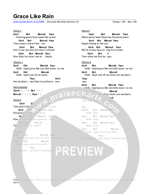 Grace Like Rain Chords PDF (Toby Baxley) - PraiseCharts