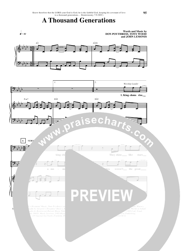 A Thousand Generations Sheet Music PDF (Don Poythress) - PraiseCharts