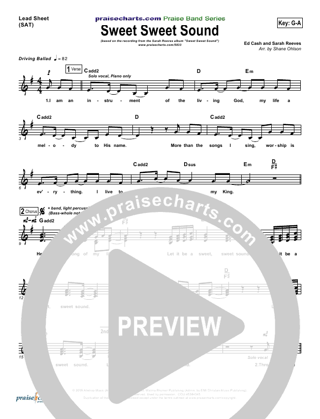 Sweet Sweet Sound Sheet Music PDF (Sarah Reeves) - PraiseCharts
