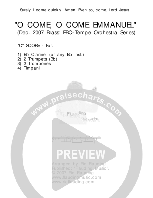 O Come O Come Emmanuel (Instrumental) (Ric Flauding) - PraiseCharts