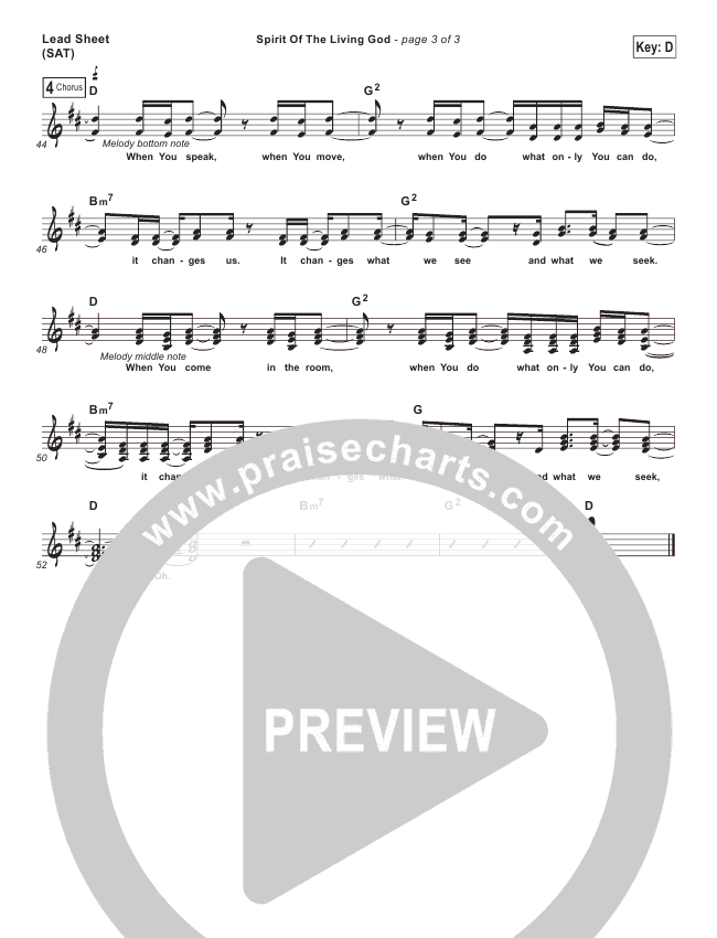 Spirit Of The Living God Sheet Music PDF (Vertical Worship) - PraiseCharts