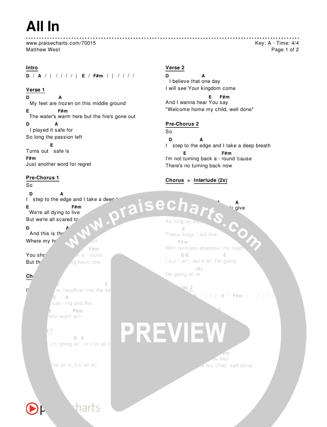 All In Chords PDF (Matthew West) - PraiseCharts
