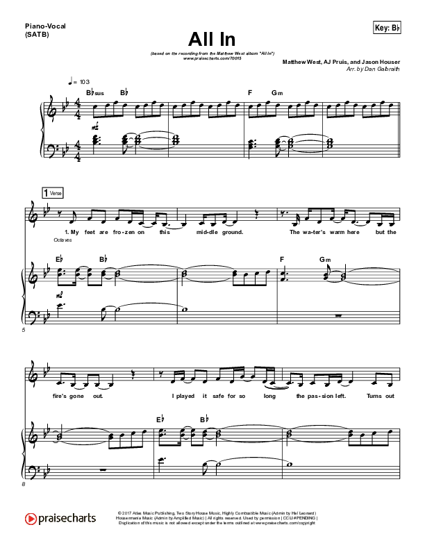 All In Sheet Music PDF (Matthew West) - PraiseCharts