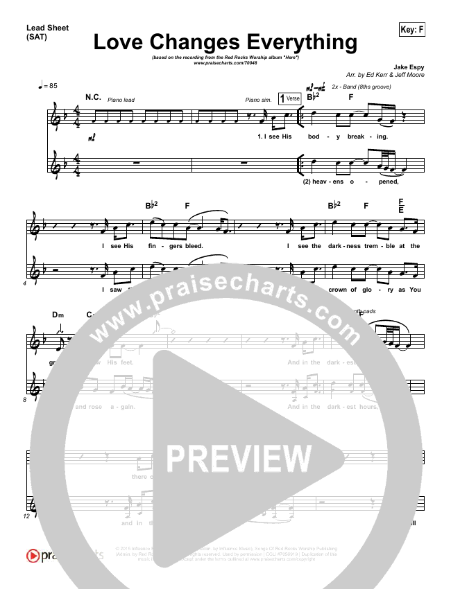 Love Changes Everything Sheet Music (Red Rocks Worship) - PraiseCharts