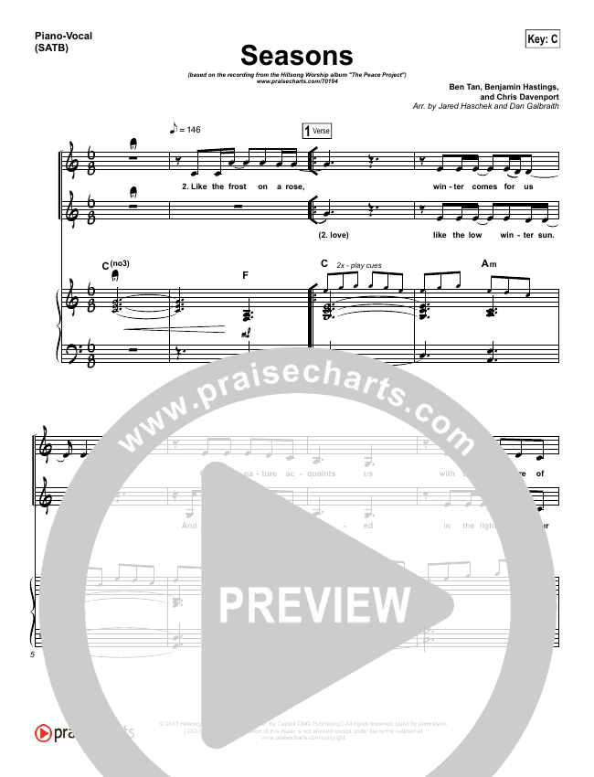 Seasons Sheet Music (Hillsong Worship) - PraiseCharts