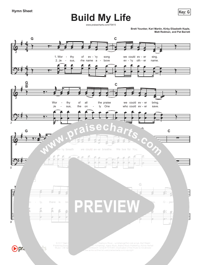 Build My Life (Simplified) Hymn Sheet (Passion / Brett Younker ...