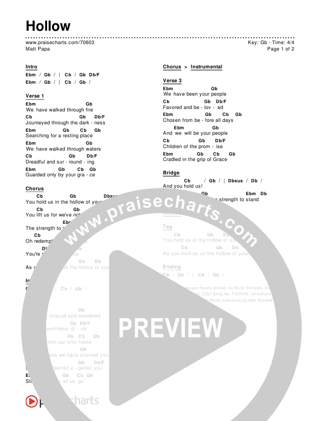 Hollow Chords PDF (Matt Papa) - PraiseCharts