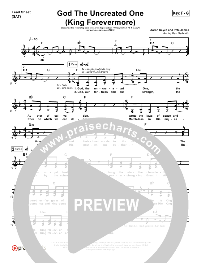 God The Uncreated One (King Forevermore) Sheet Music PDF (Aaron Keyes ...