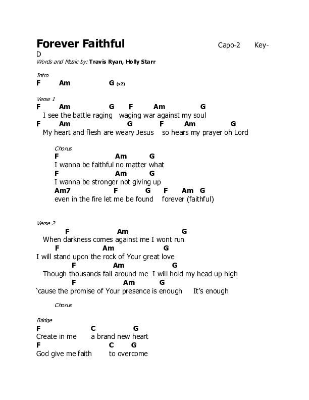 Forever Faithful Chords PDF (Holly Starr) - PraiseCharts