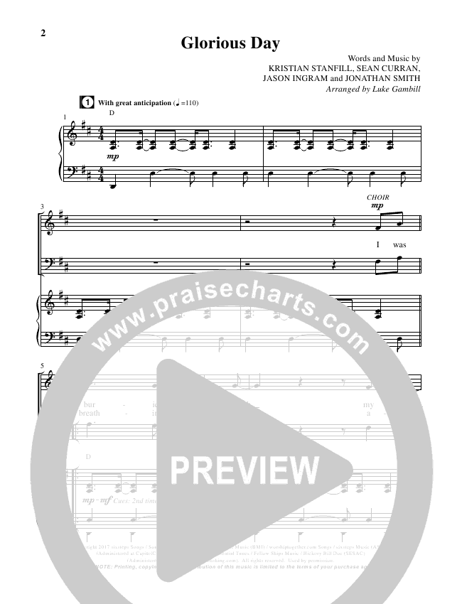 Glorious Day (Choral) Sheet Music PDF (Passion / Brentwood Benson ...