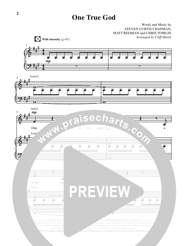 One True God (Choral) Sheet Music PDF (Steven Curtis Chapman ...