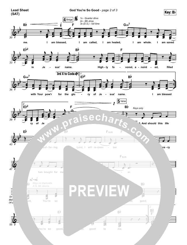 God You're So Good Sheet Music PDF (Passion / Kristian Stanfill ...