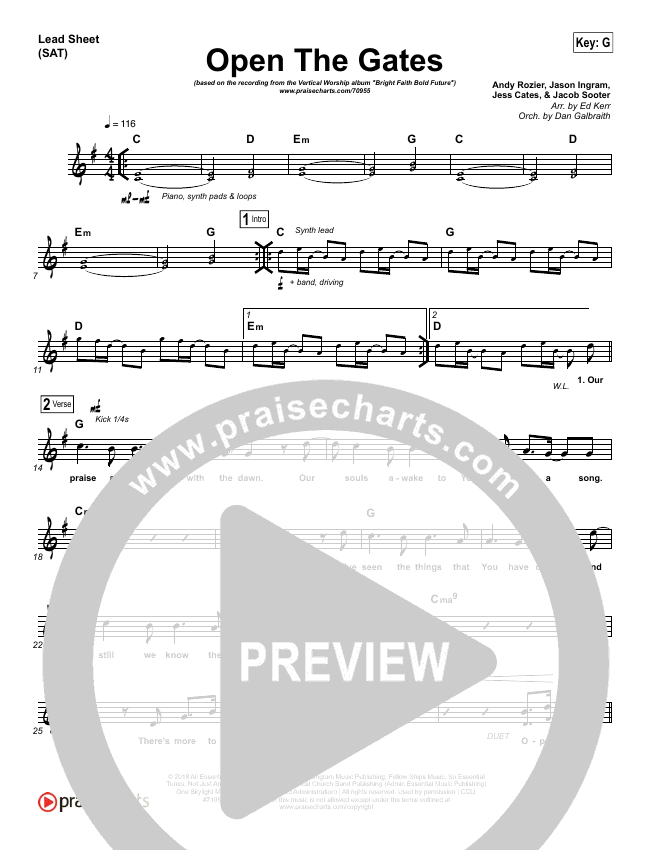Open The Gates Sheet Music (Vertical Worship) - PraiseCharts