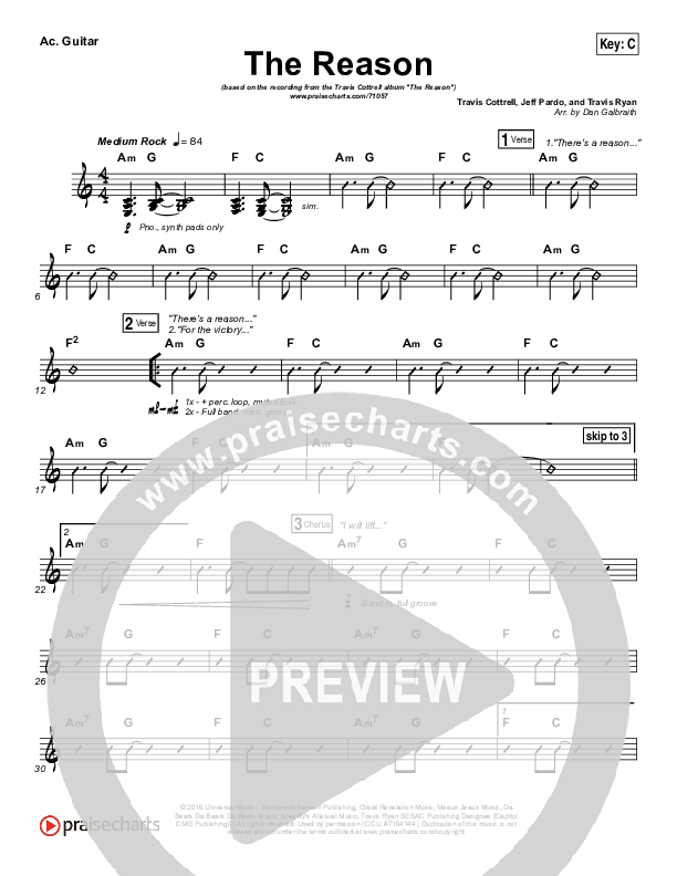 The Reason Acoustic Guitar Sheet Music PDF (Travis Cottrell) - PraiseCharts
