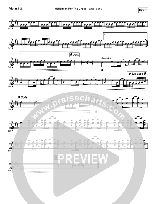 Hallelujah For The Cross Violin Sheet Music PDF (Chris McClarney) - PraiseCharts
