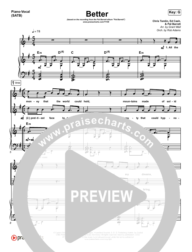 Better Sheet Music (Pat Barrett) - PraiseCharts