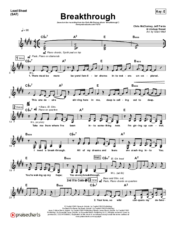 Breakthrough Sheet Music PDF (Chris McClarney) - PraiseCharts