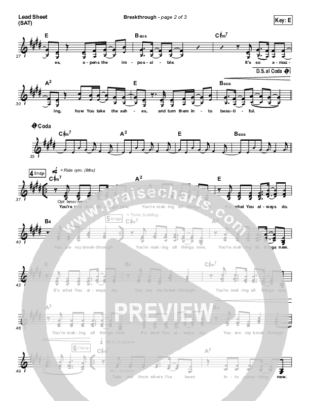 Breakthrough Sheet Music PDF (Chris McClarney) - PraiseCharts