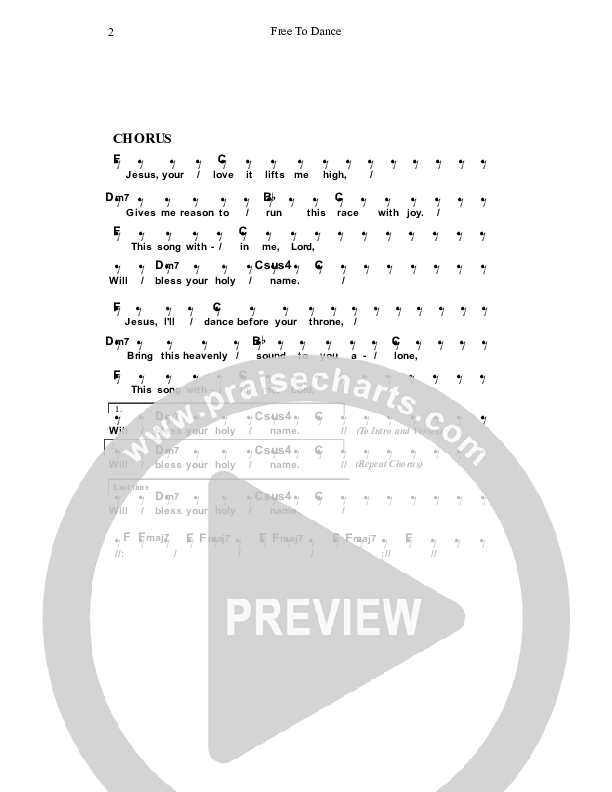 Free To Dance Chords PDF (Dennis Prince / Nolene Prince) - PraiseCharts