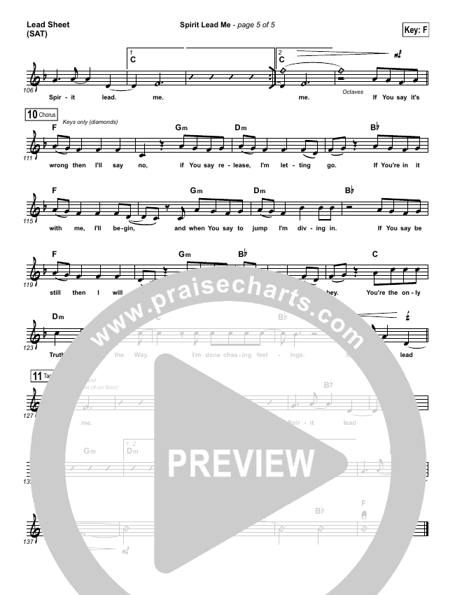 Spirit Lead Me Lead Sheet & Piano/Vocal - Influence Music, Michael Ketterer | PraiseCharts