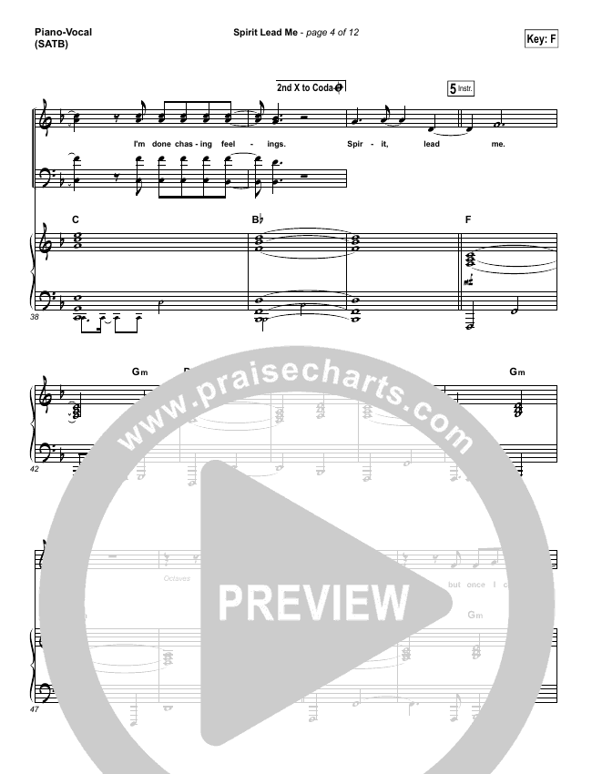 Spirit Lead Me Lead Sheet & Piano/Vocal - Influence Music, Michael Ketterer | PraiseCharts