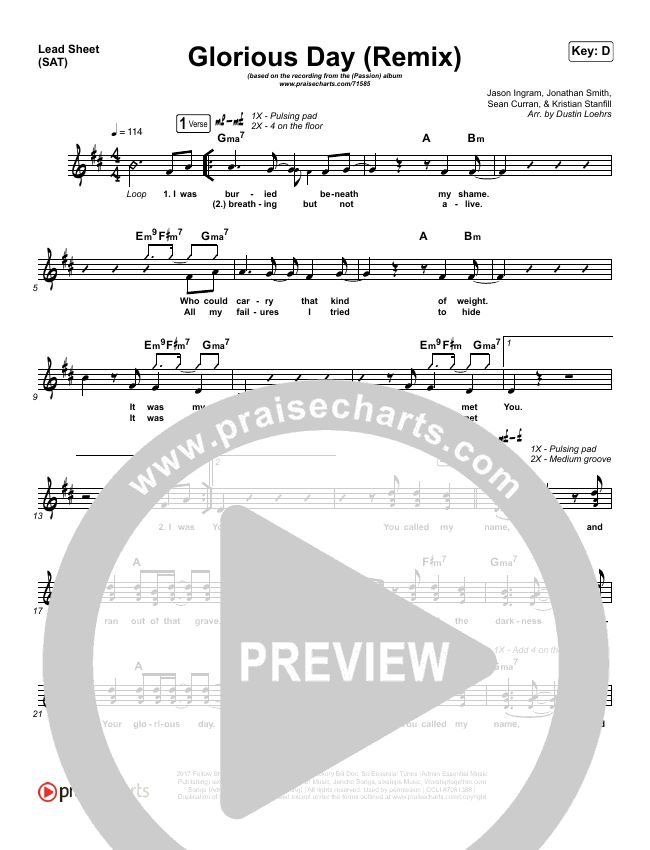 Glorious Day (Remix) Sheet Music PDF (Passion / Kristian Stanfill) - PraiseCharts