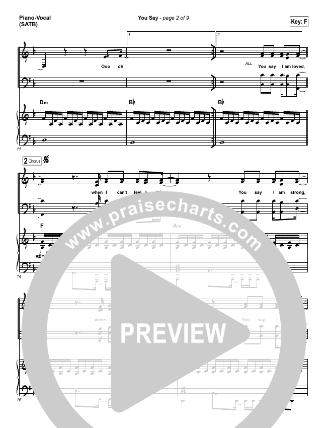 You Say Sheet Music (Lauren Daigle) - PraiseCharts