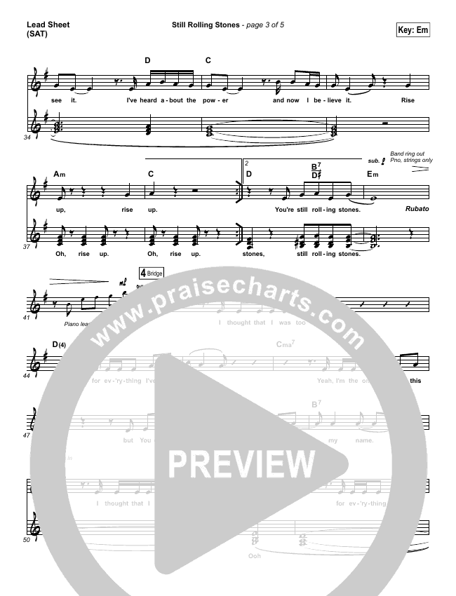 Still Rolling Stones Sheet Music (Lauren Daigle) - PraiseCharts