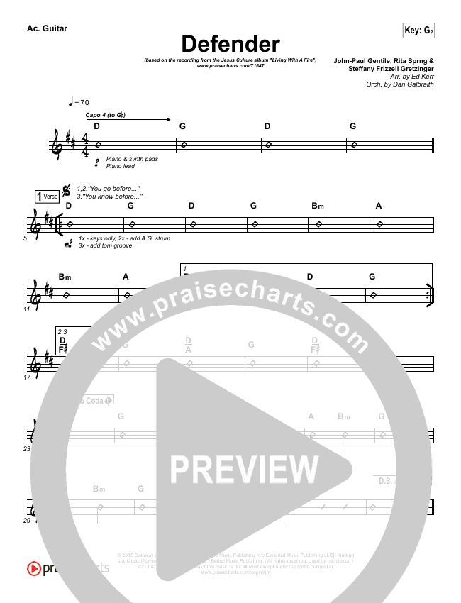 Defender Sheet Music PDF (Jesus Culture / Katie Torwalt) - PraiseCharts