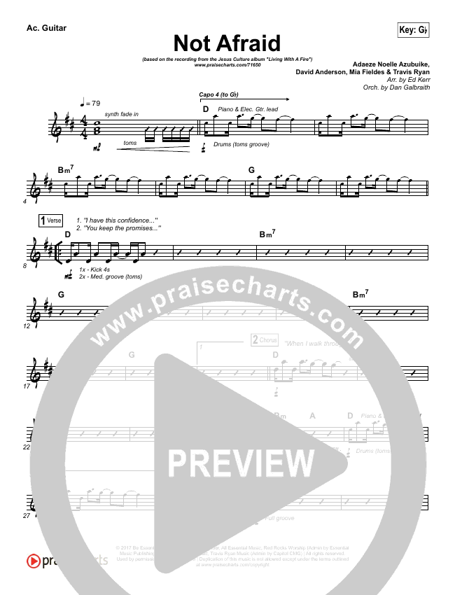 Not Afraid Sheet Music (Jesus Culture / Kim Walker-Smith) - PraiseCharts